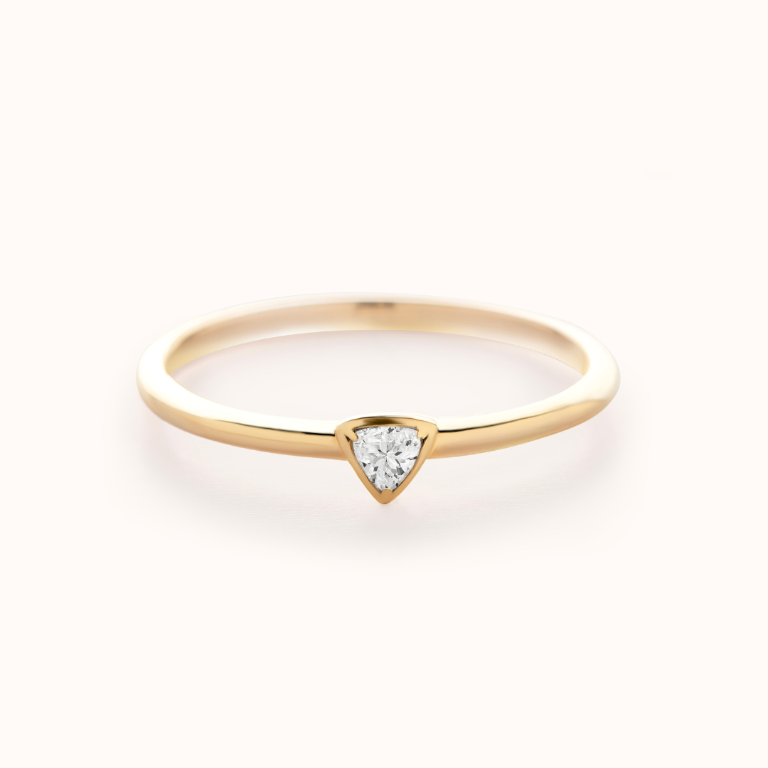 Mini Trillion Diamond Stacking Ring | 14k Gold & Lab Grown Diamond | Zayla